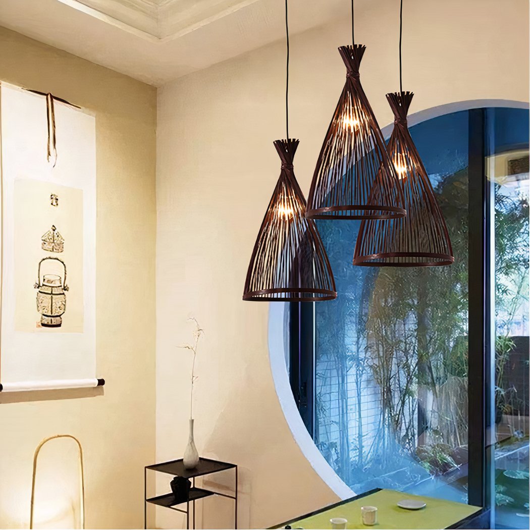 Lampada a sospensione in rattan in stile cinese, realizzata a mano, con ...