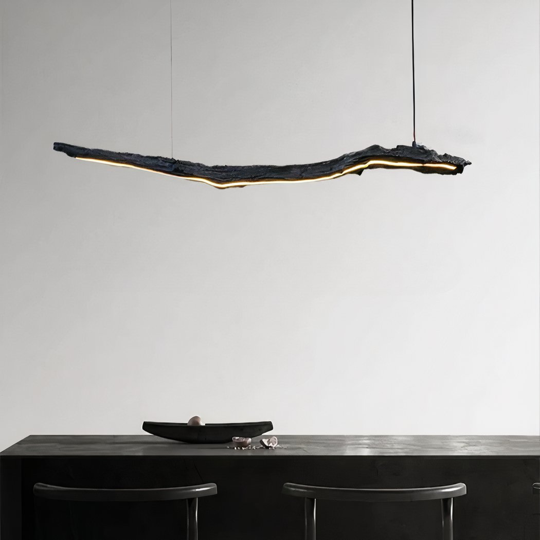 Lampadario nero in stile driftwood con striscia LED • Illuminazione Italia