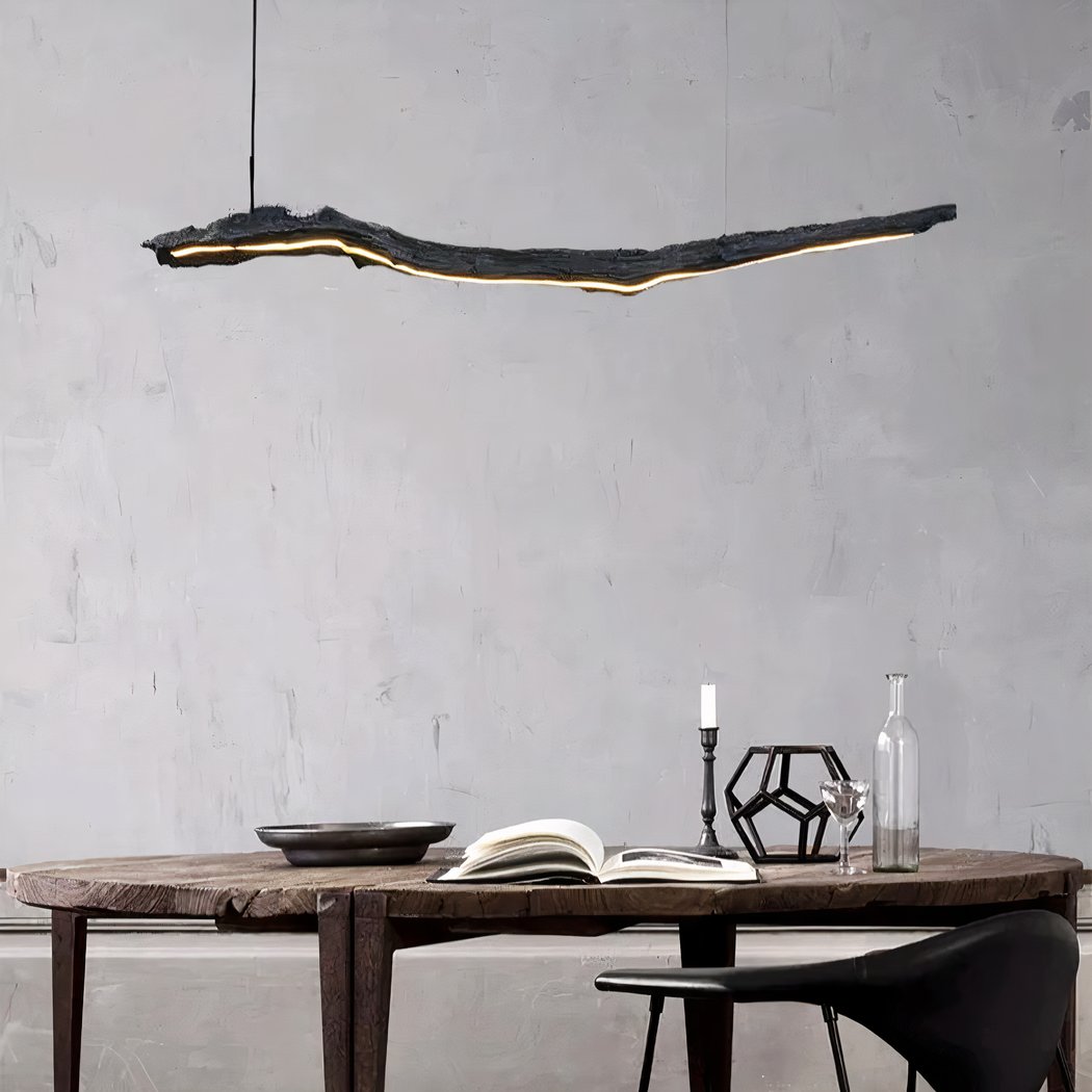 Lampadario nero in stile driftwood con striscia LED • Illuminazione Italia