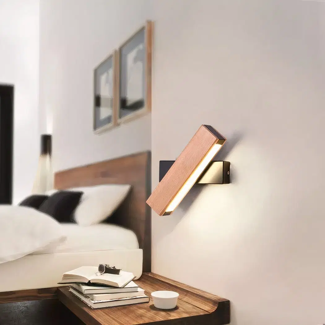 360 lampada da parete LED rettangolare in legno e metallo ...
